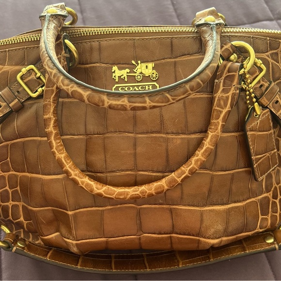 Coach | Bags | Coach Brand Brown Alligator Embossed Handbag | Poshmark